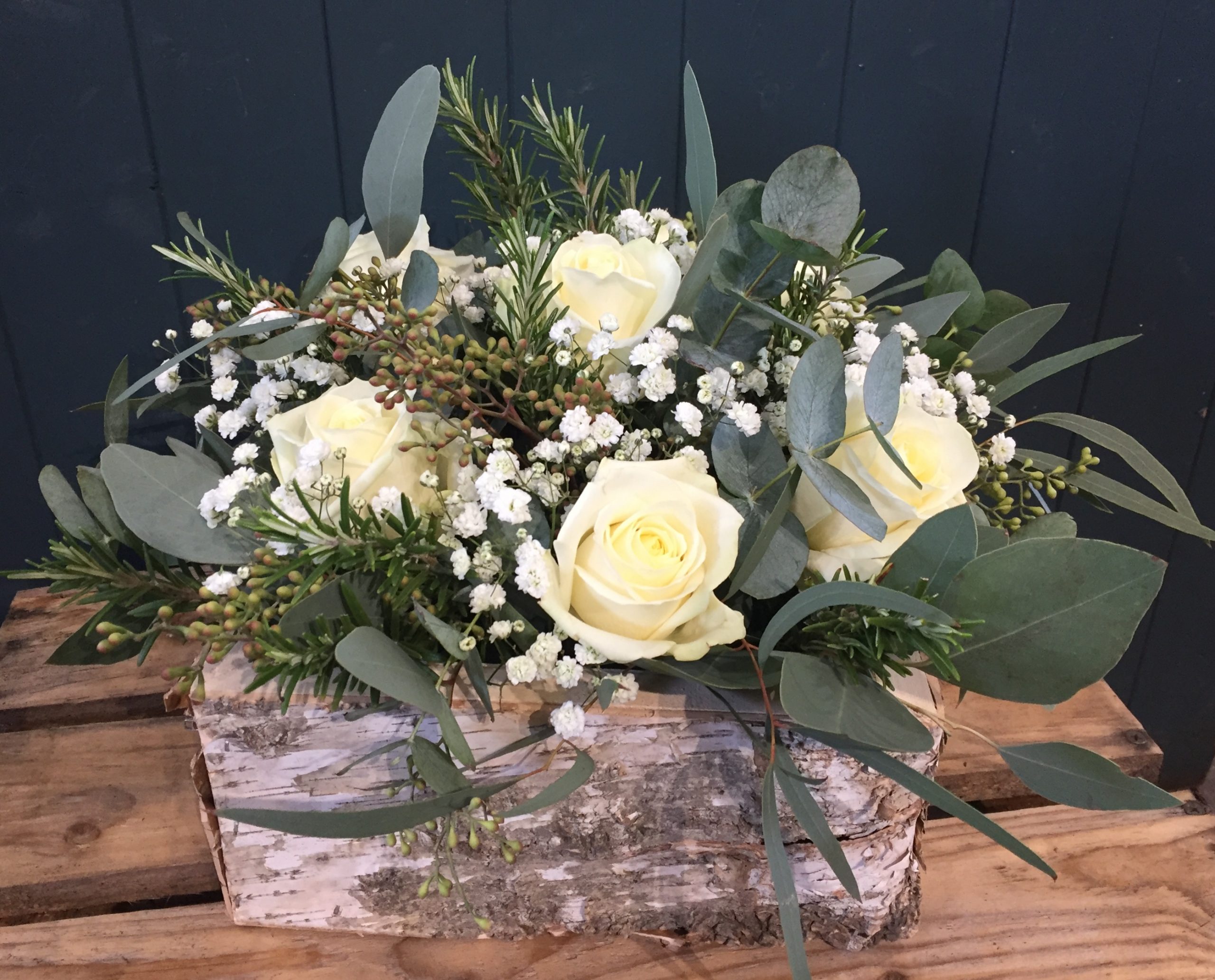 Rose and Bark Planter | The Ivy Florist